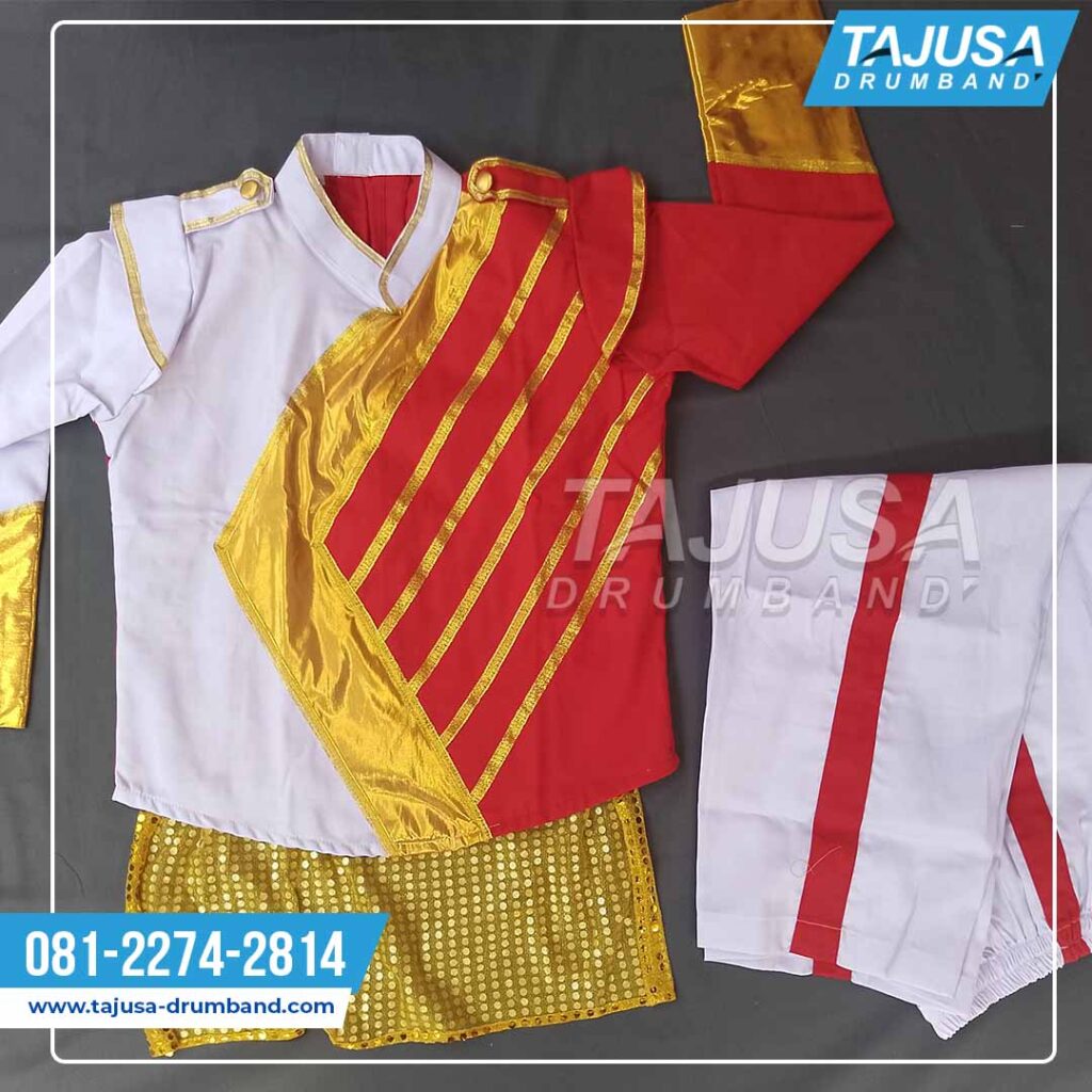 Seragam Mayoret merah putih list emas dengan sayap kuning emas - Jual ...